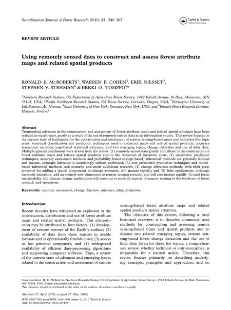pdf using remotely sensed data to construct and assess forest attribute maps and related