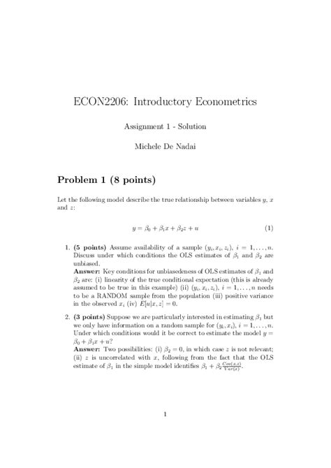 pdf econ2206 introductory econometrics assignment 1 solution problem 1 8 points 帅 李