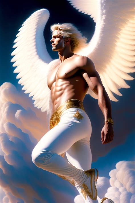 Lexica A Male Angel Flying And Dancing Among The Clouds Blond Hairin The Center Of The