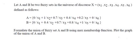 solved let a and b be two fuzzy sets in the universe of