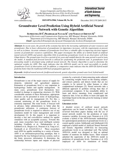 pdf groundwater level prediction using hybrid artificial neural network with genetic algorithm