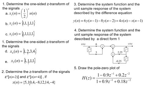 solved 1 determine the one sided z transform of the signals
