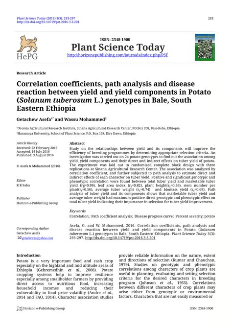 pdf correlation coefficients path analysis and disease reaction between yield and yield