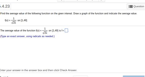 solved find the average value of the following function on