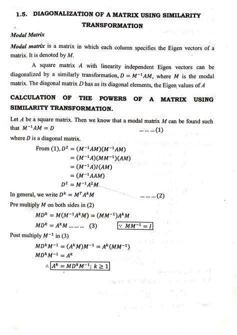 solution engineering mathematics l diagonalization of a matrix using similarity transformation