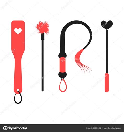 Bdsm Devices Spanking Paddle Flogger Whip Stack Tickler Isolated Vector Stock Vector Image By