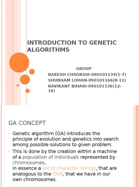 on genetic pdf genetic algorithm mathematical concepts