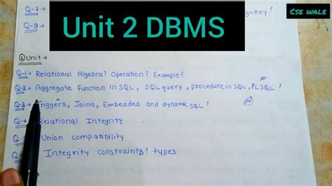 dbms unit 2। important questions aktu all unit cse wale database management system youtube