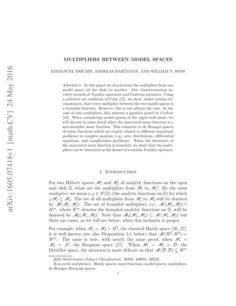 pdf multipliers between model spaces