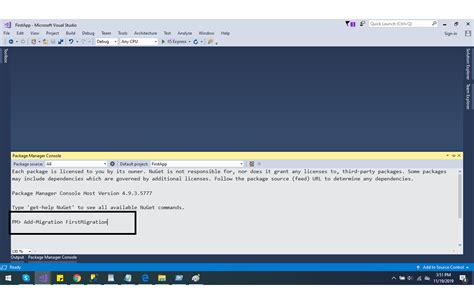 data access in asp net core using ef code first how to update a database s schema without