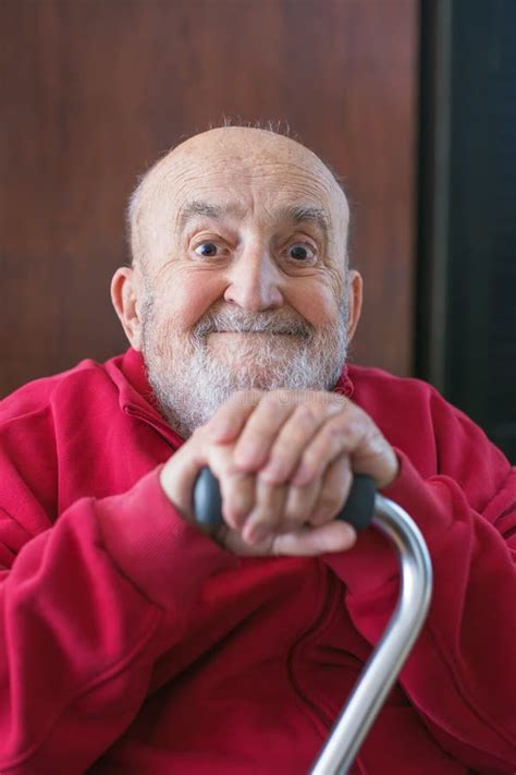 Old Man Sitting With Walking Stick In His Hand Stock Image Image Of Home Clench 200543629