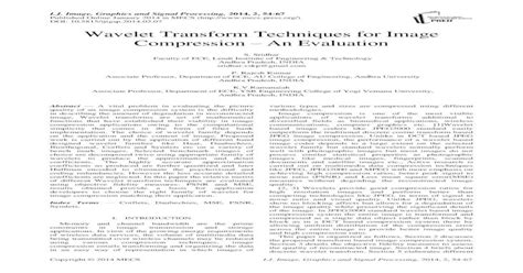 wavelet transform techniques for image compression an g various compression techniques