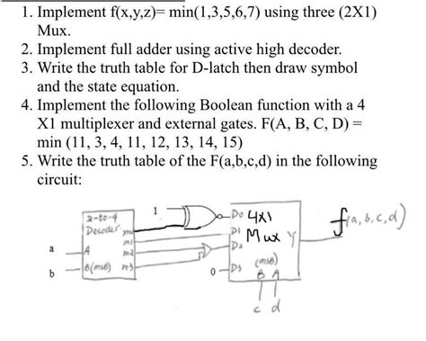 solved 1 implement f x y z min 1 3 5 6 7 using three