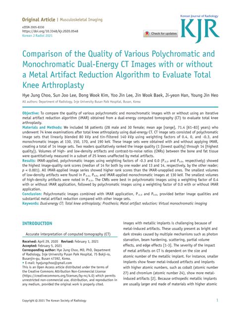 pdf comparison of the quality of various polychromatic and monochromatic dual energy ct images