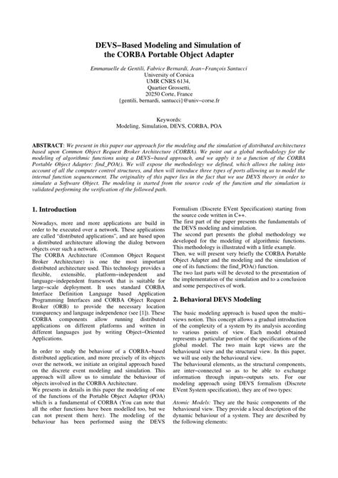 pdf devs based modeling and simulation of the corba portable object adapter