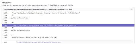 syntax error unexpected end of file expecting function t function or const t const · issue