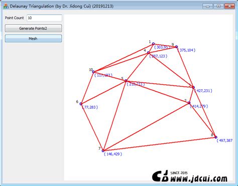 [编程训练] 离散点的delaunay三角形剖分 delaunay triangulation of a point set 崔济东的博客