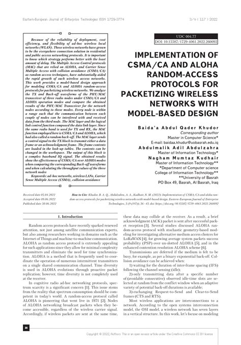 pdf implementation of csma ca and aloha random access protocols for packetizing wireless