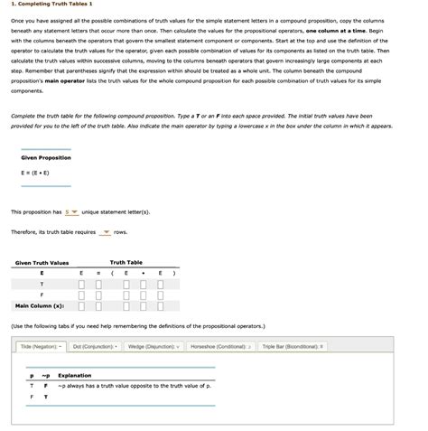 solved completing truth tables 1 once you have assigned all the possible combinations of truth