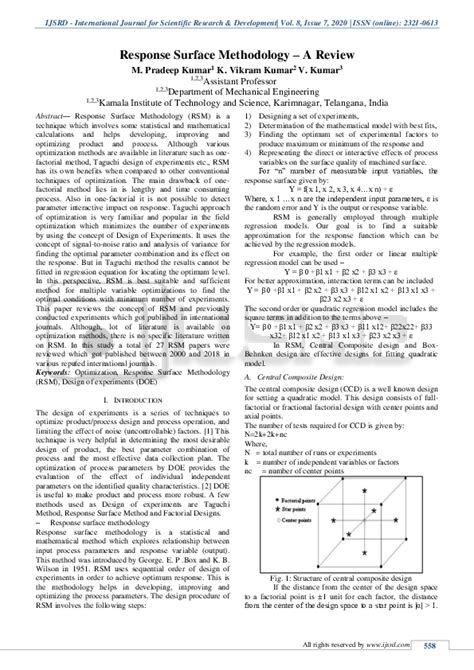 pdf response surface methodology a review pradeep kumar