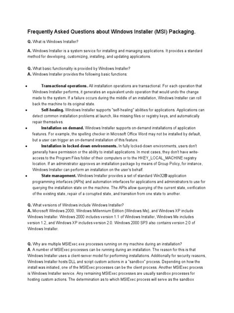 frequently asked questions about windows installer pdf installation computer programs