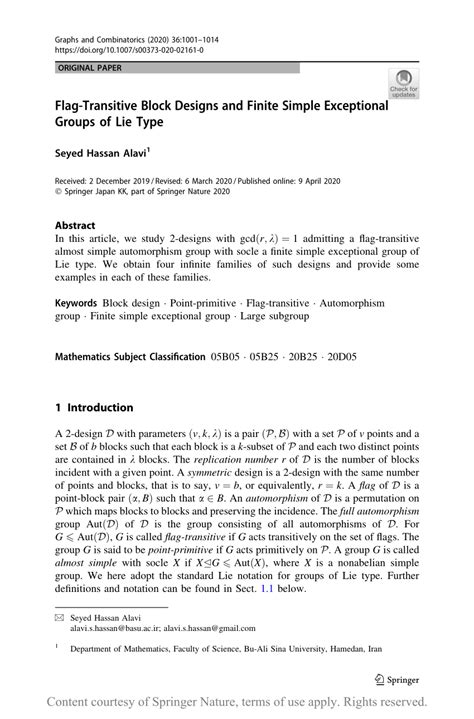 flag transitive block designs and finite simple exceptional groups of lie type request pdf