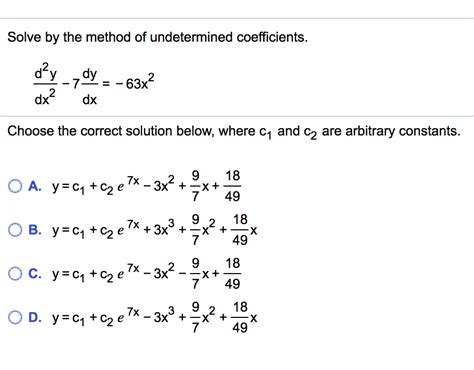 solved solve by the method of undetermined coefficients