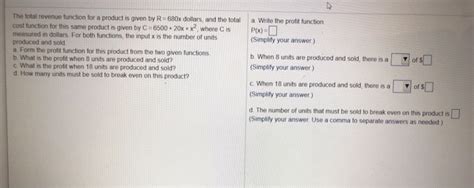 solved a write the profit function p x 0 simplify your