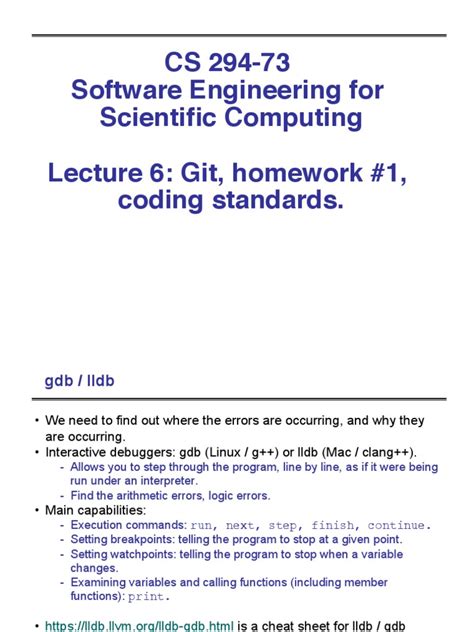 cs 294 73 software engineering for scientific computing lecture 6 git homework 1 coding
