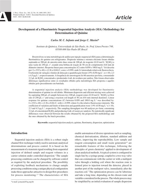 pdf development of a fluorimetric sequential injection analysis sia methodology for