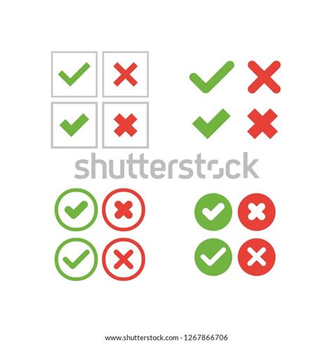 Green Check Mark Red Cross Vector Stock Vector Royalty Free 1267866706