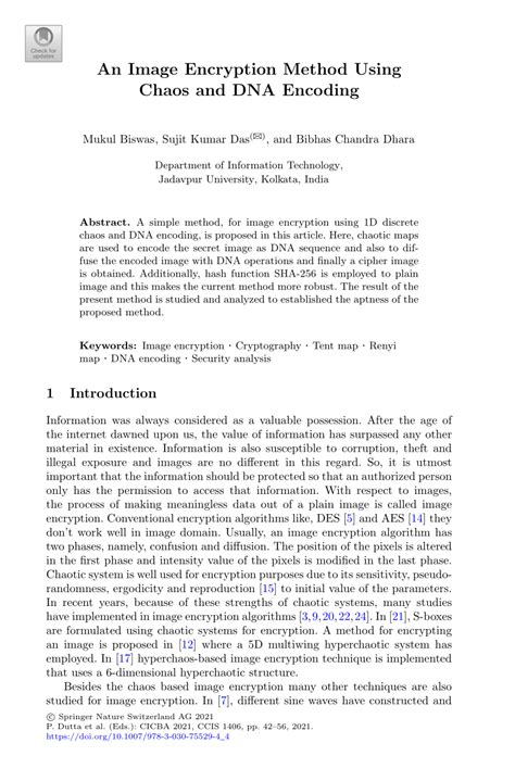 pdf an image encryption method using chaos and dna encoding