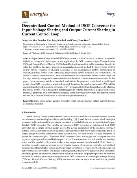 pdf decentralized control method of isop converter for input voltage sharing and output