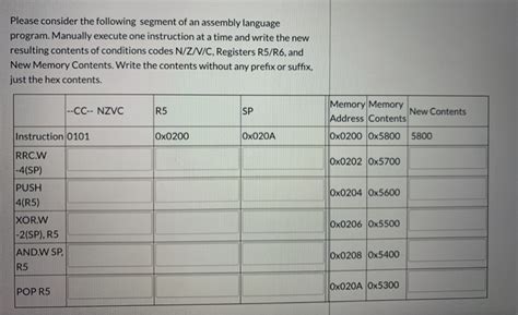solved please consider the following segment of an assembly