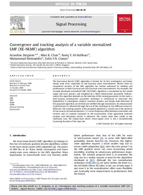 pdf convergence and tracking analysis of a variable normalised lmf xe nlmf algorithm