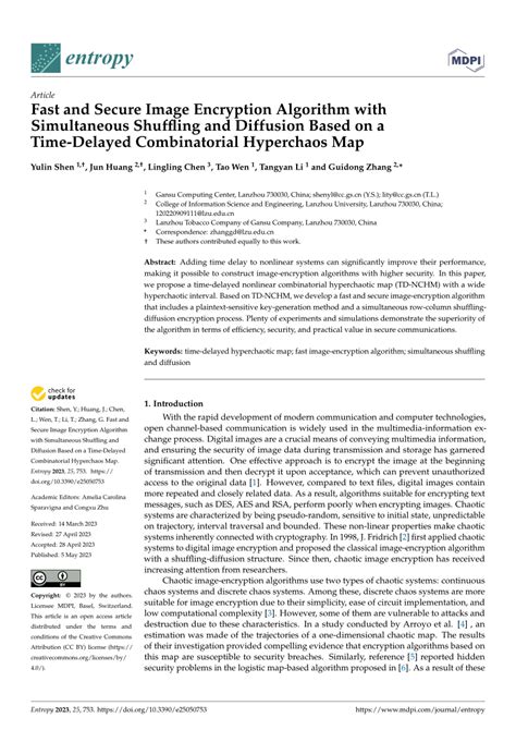 pdf fast and secure image encryption algorithm with simultaneous shuffling and diffusion based
