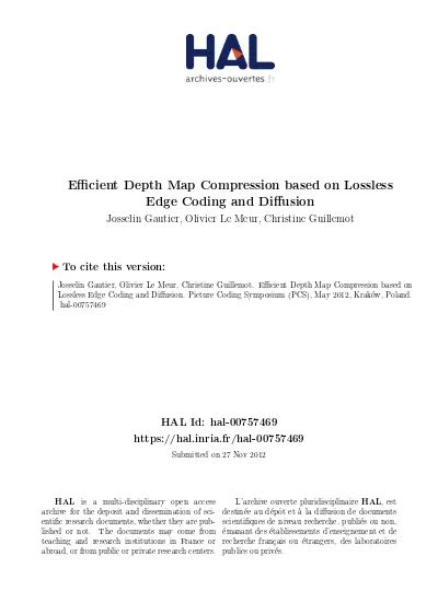 efficient depth map compression based on lossless edge coding and diffusion