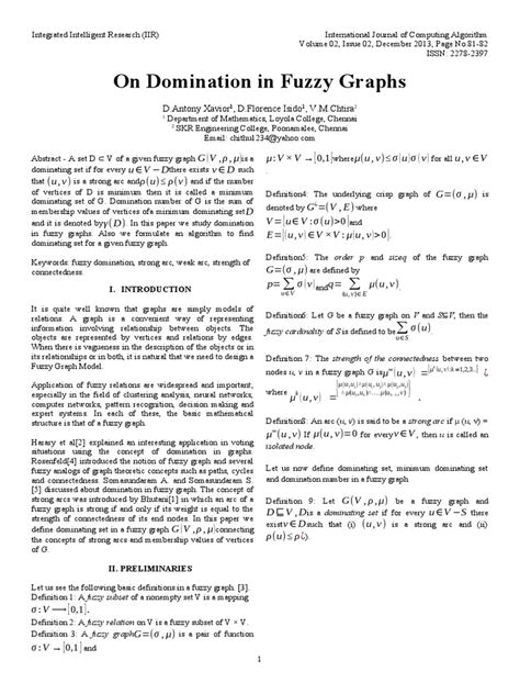 on domination in fuzzy graphs pdf vertex graph theory theoretical computer science