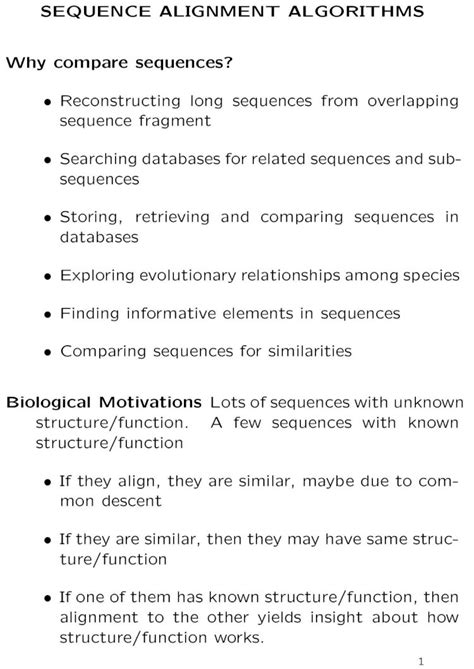 pdf sequence alignment algorithms why compare sequencesangom myweb cs uwindsor ca teaching