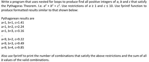 solved write a program that uses nested for loops to produce