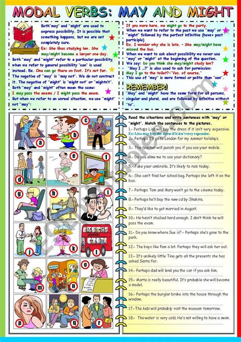 MAY MIGHT GRAMMAR AND EXERCISES B W VERSION KEY INCLUDED ESL