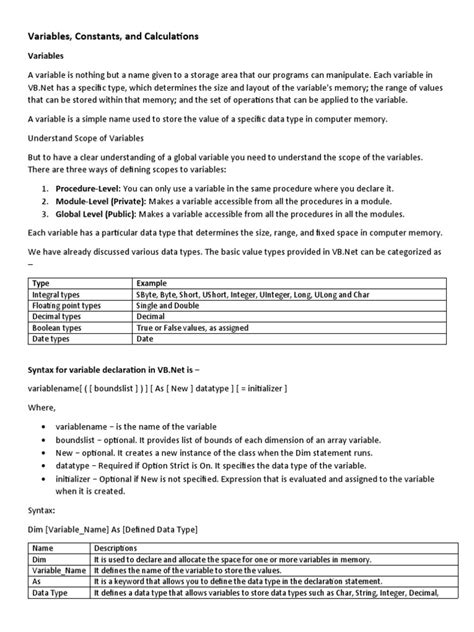 variables constant and calculation pdf data type variable computer science