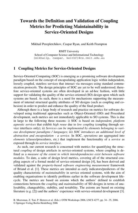pdf towards the definition and validation of coupling metrics for predicting maintainability