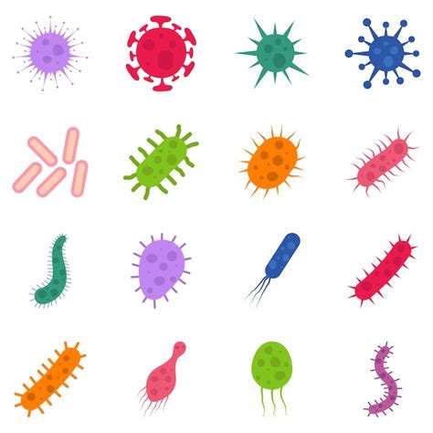Conjunto De Ilustraciones De Vectores De Bacterias Y Virus En Estilo