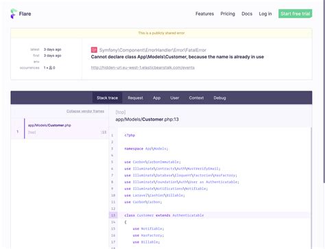 Php Laravel Cannot Declare Class App Models Customer Because The