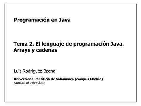 pdf de programación tema 2 el lenguaje de programación java arrays y cadenas programación