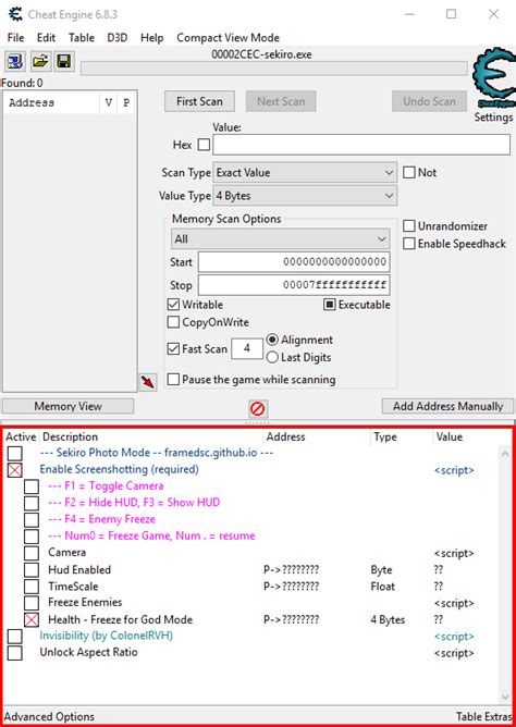 Cheat Engine Table