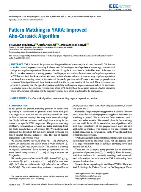 pdf pattern matching in yara improved aho corasick algorithm dusan kolar
