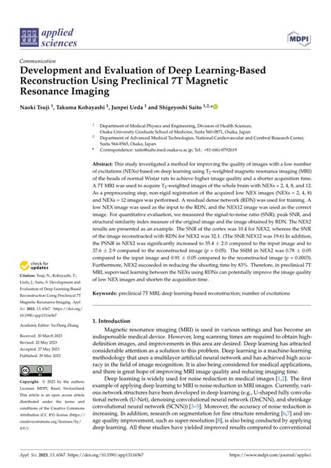 pdf development and evaluation of deep learning based reconstruction using preclinical 7t