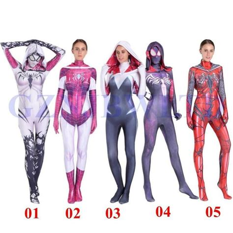 Spider Gwen Stacy Venom Cosplay Girl Women Spiderman Jumpsuit Halloween Costume